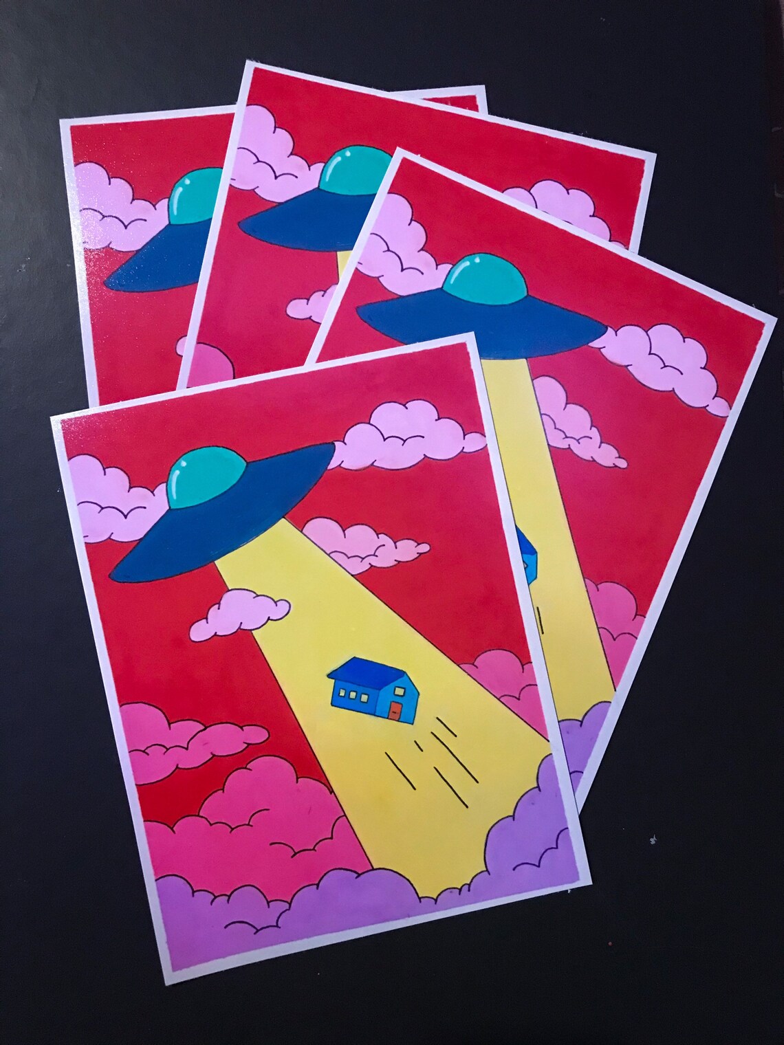 Little Blue House/ PRINT of Trippy Illustration Art - Etsy