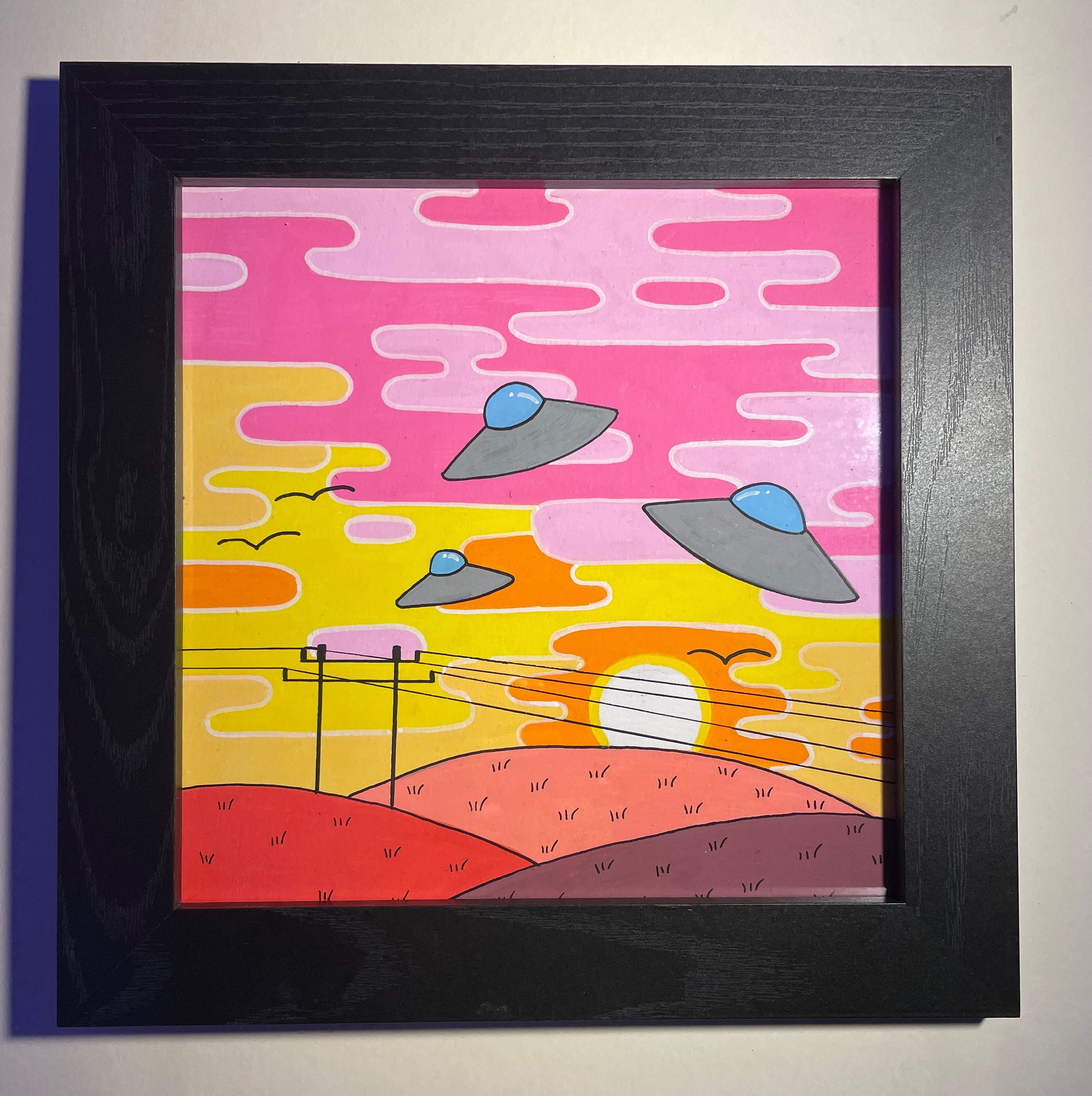 Bubblegum Sunset / Trippy Posca Pen Framed Drawing - Etsy Finland