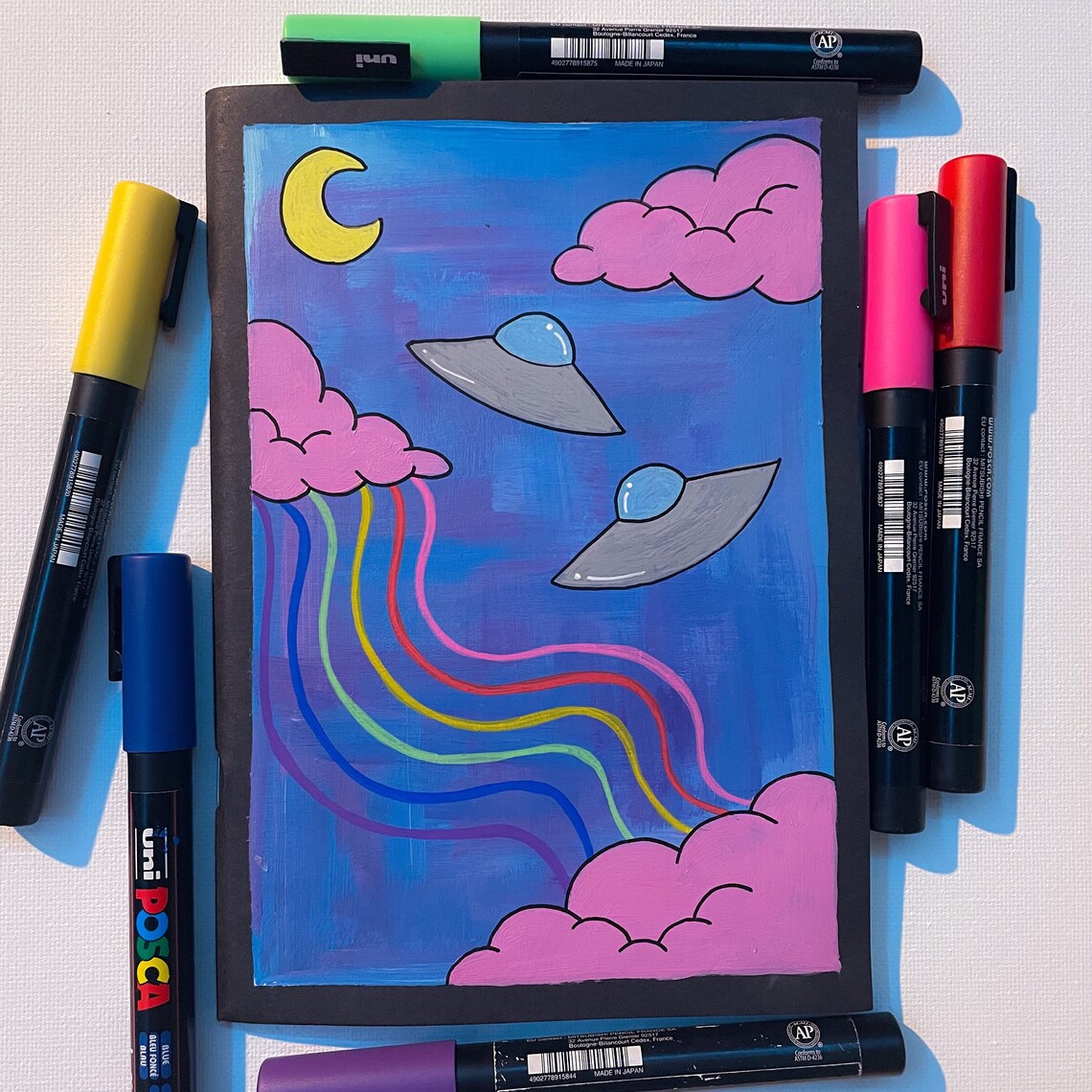 Trippy Ufo Rainbow Hand Decorated Sketchbook/art Journal - Etsy
