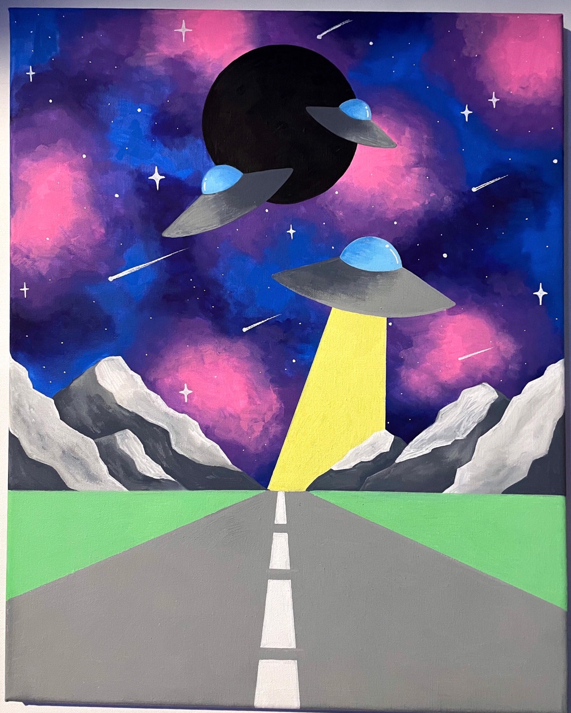 Ufos Heading Home/ Trippy Psychedelic Canvas Art - Etsy