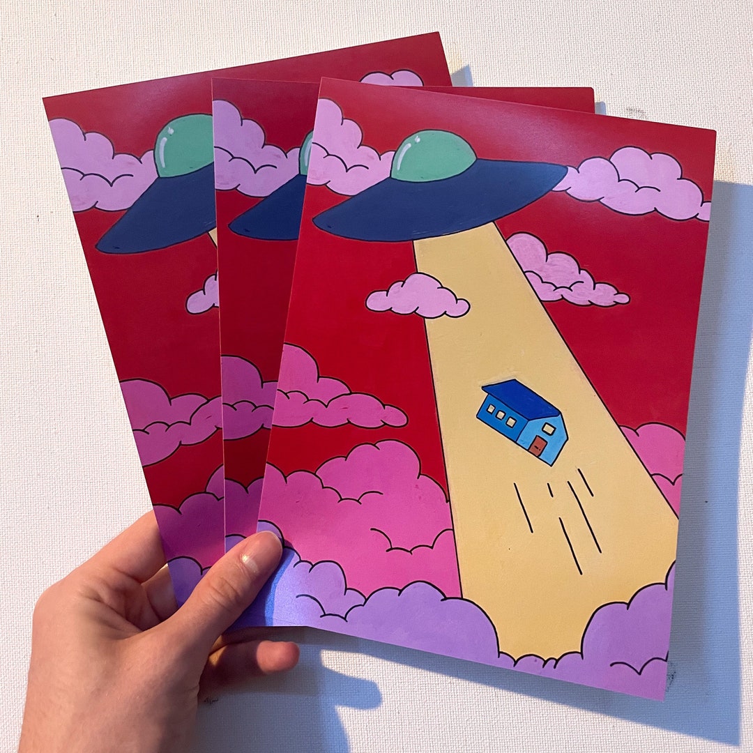 Little Blue House/print of Posca Pen Drawing - Etsy