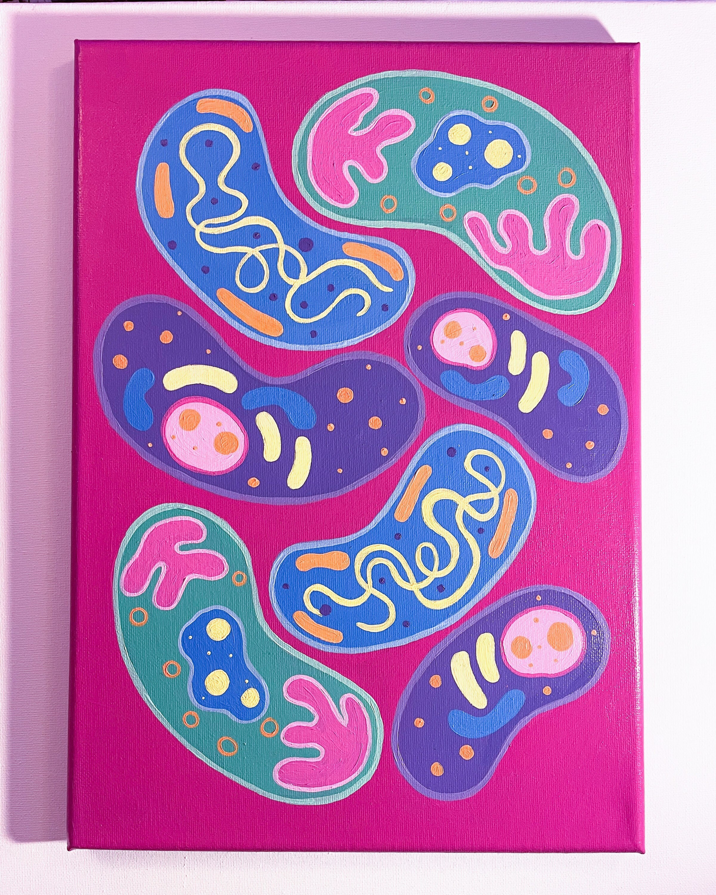 Big Happy Microbes/trippy Microorganisms Abstract Painting - Etsy