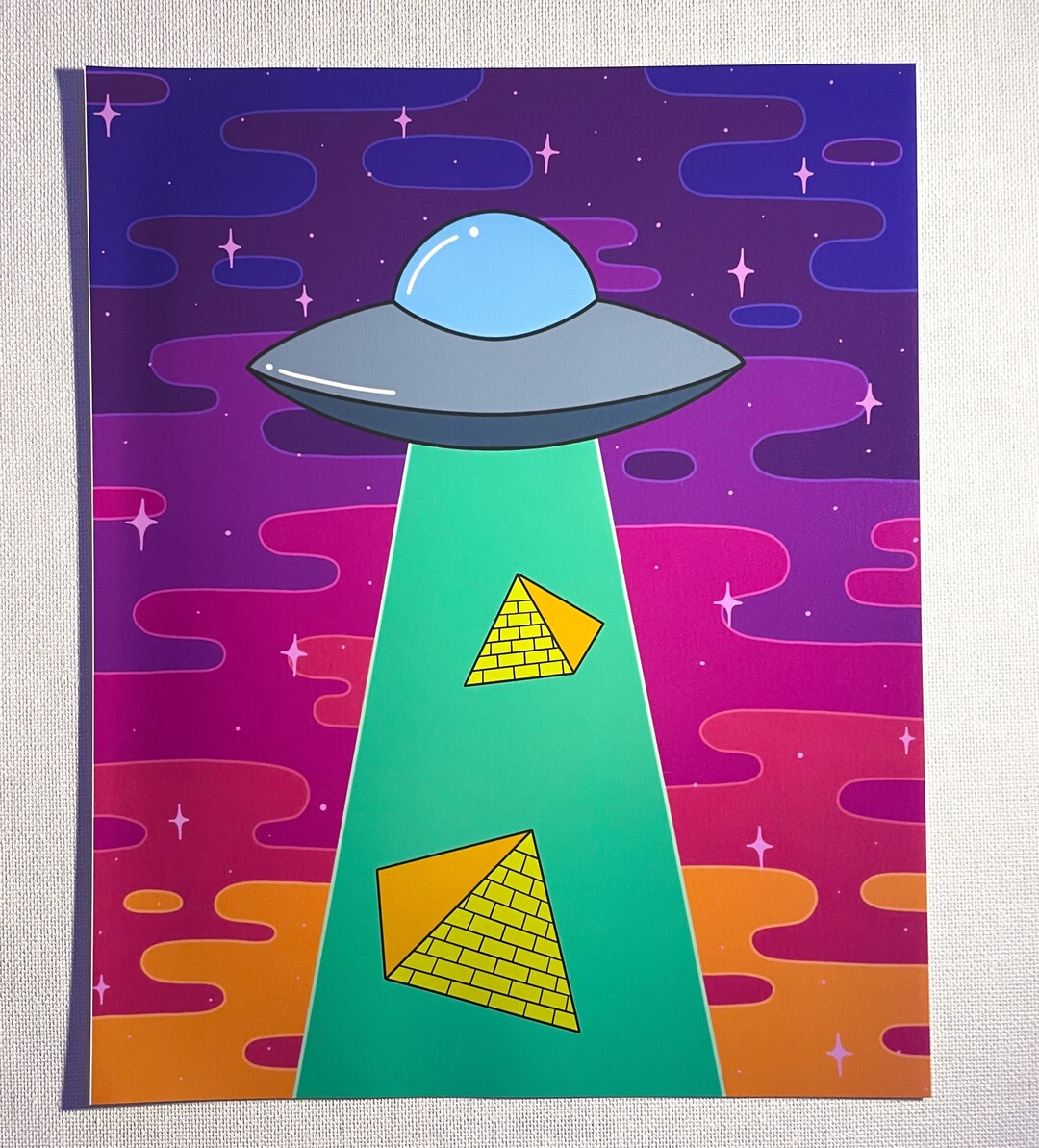 Pyramid Abduction/ 8x10 Trippy Art Print - Etsy