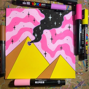 Cosmic Vibes/ Trippy Posca Pen Drawing in Hand Painted Frame - Etsy