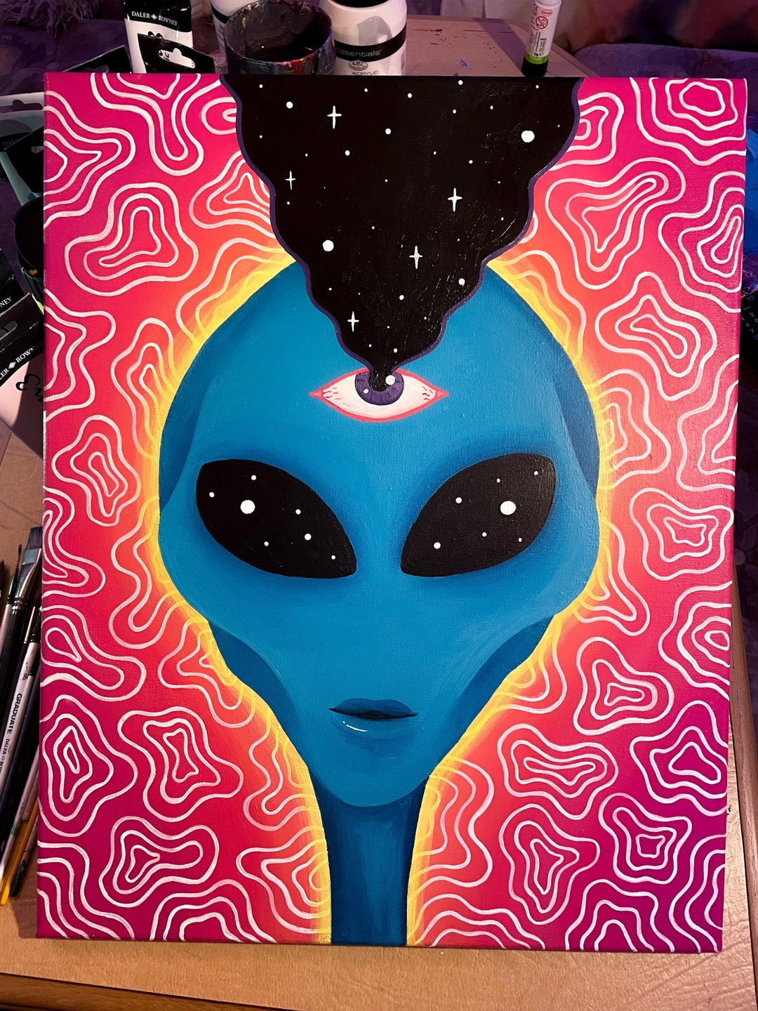 Third Eye Open /trippy Alien Painting - Etsy