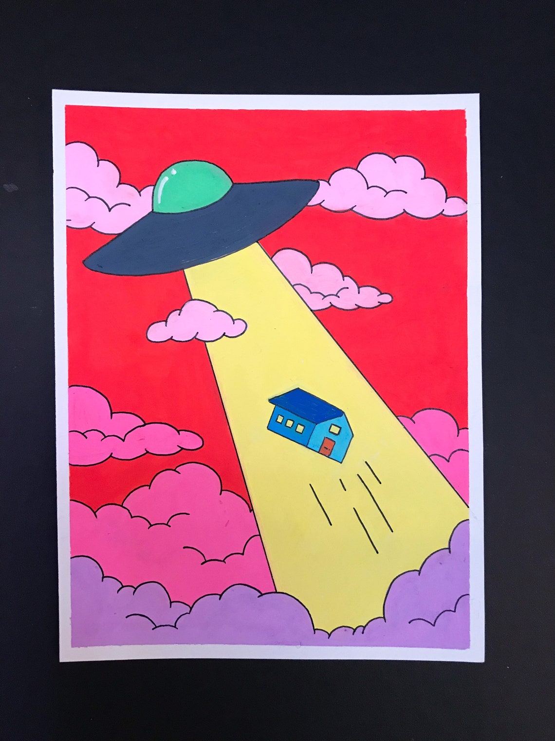 Little Blue House/ PRINT of Trippy Illustration Art - Etsy