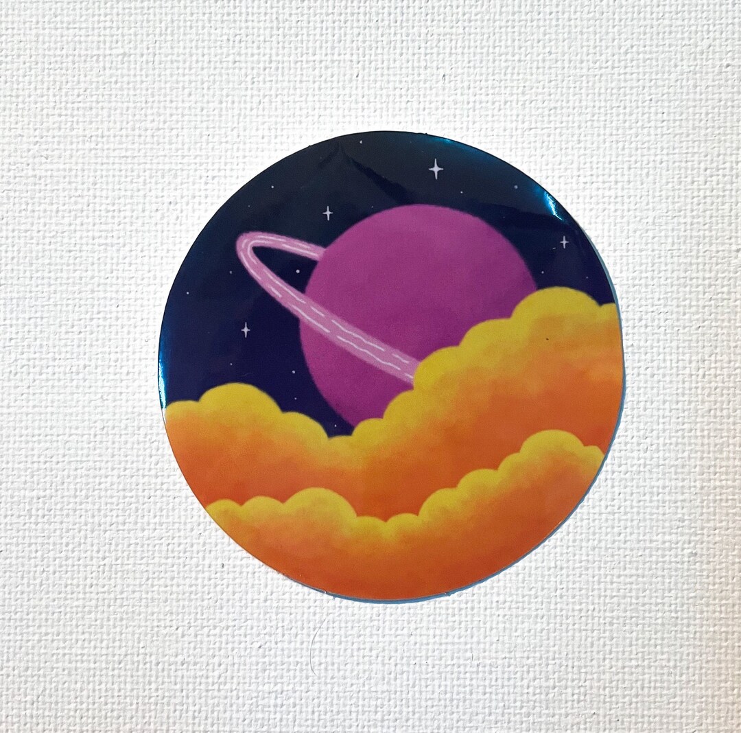 Trippy Space Saturn and Clouds Sticker - Etsy
