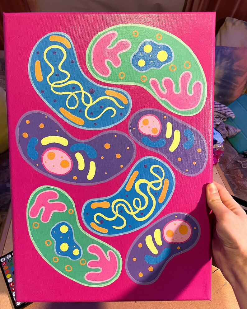 Big Happy Microbes/trippy Microorganisms Abstract Painting - Etsy