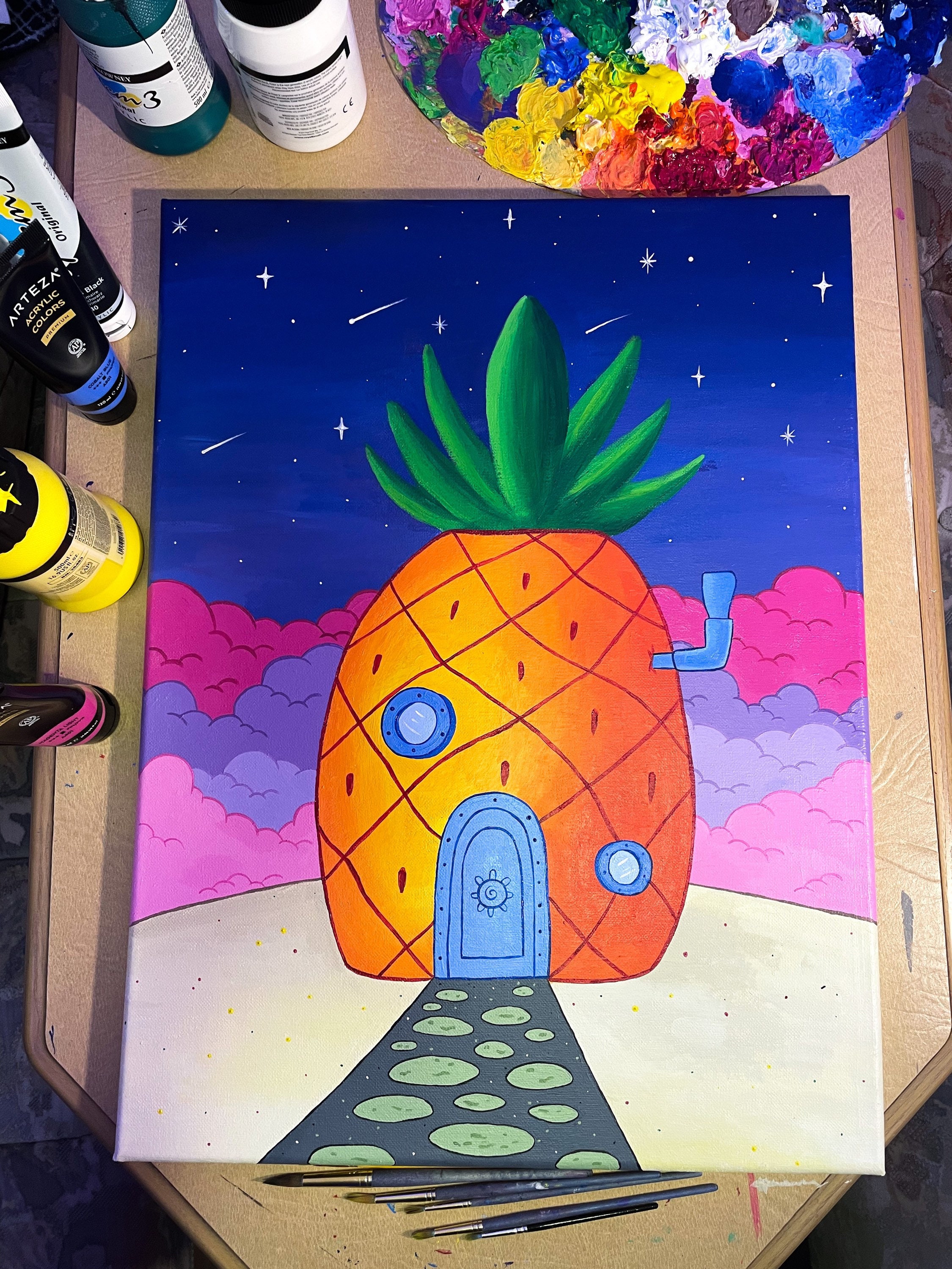 Spongebob’s House in Space/original Acrylic Trippy Painting - Etsy