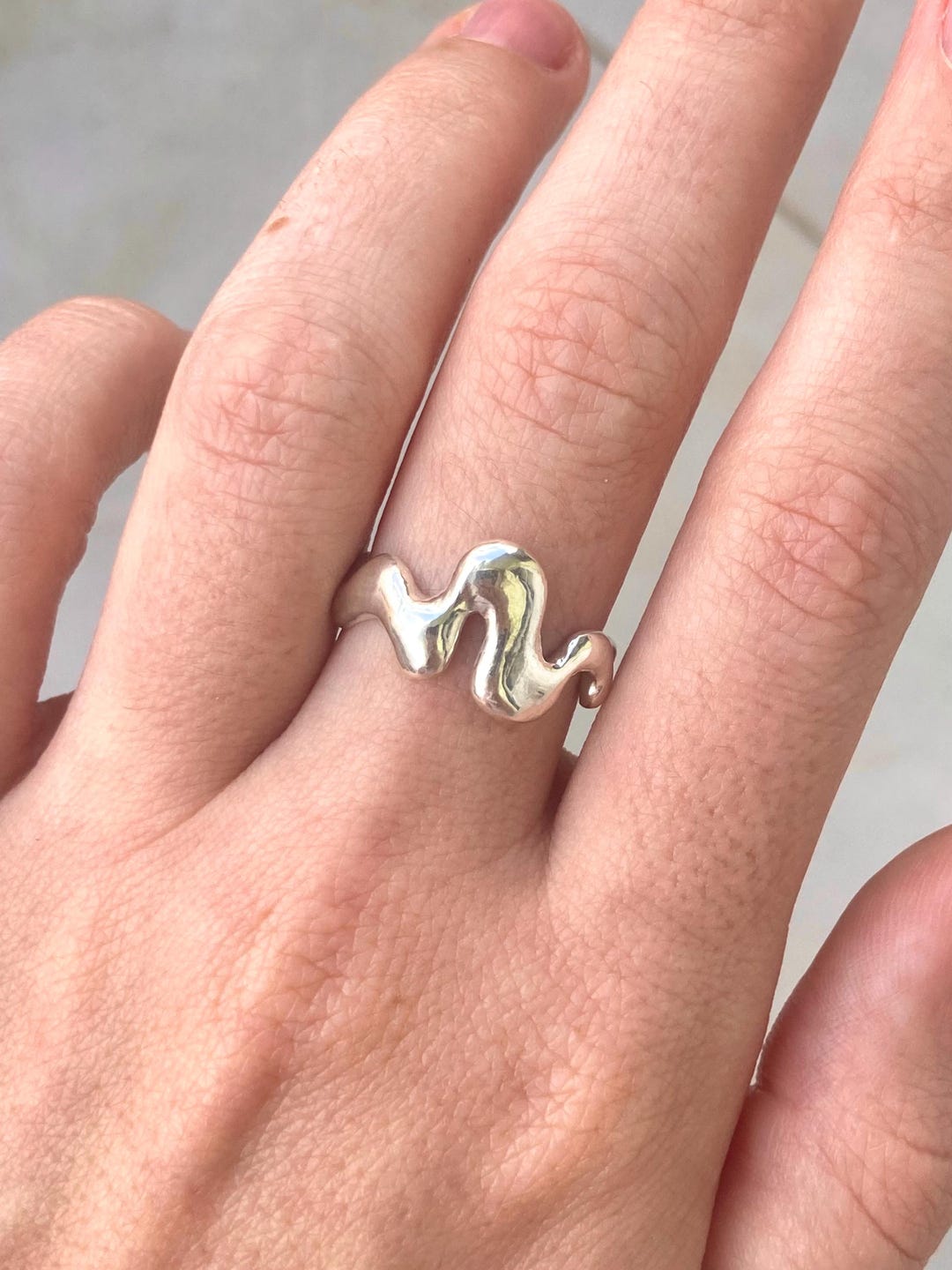 Liquid Metal Ring, Organic Shaped Ring, Silver 925 Ring, Chunky Silver ...