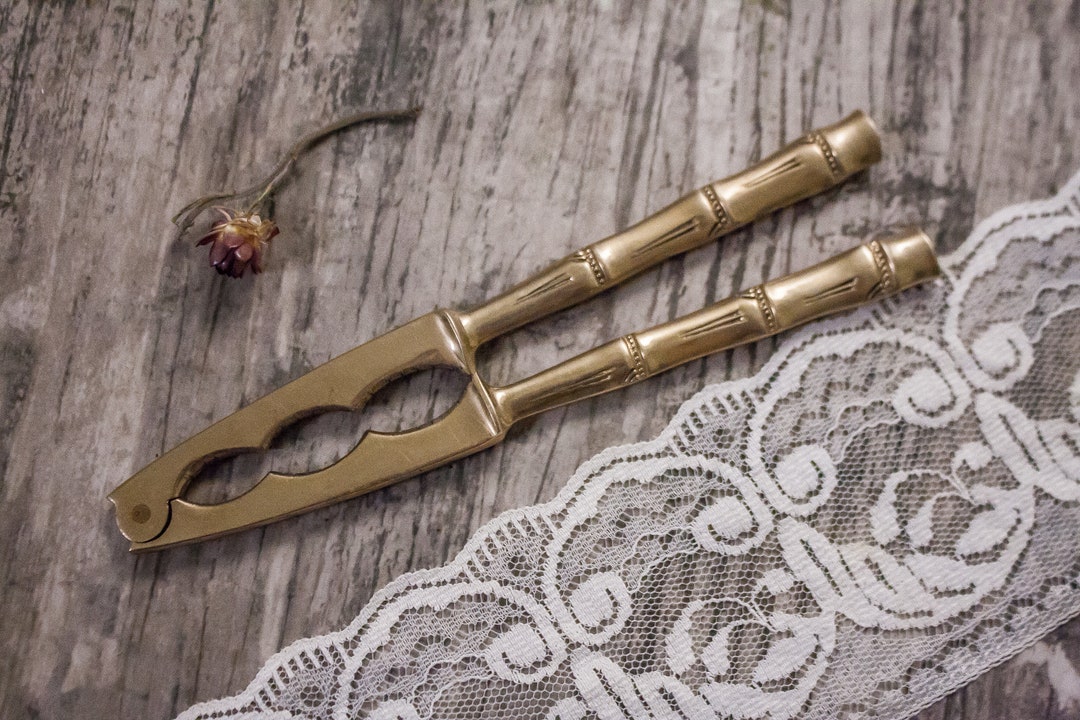 Vintage Solid Brass Nutcracker Bamboo Typed Nandles Old - Etsy