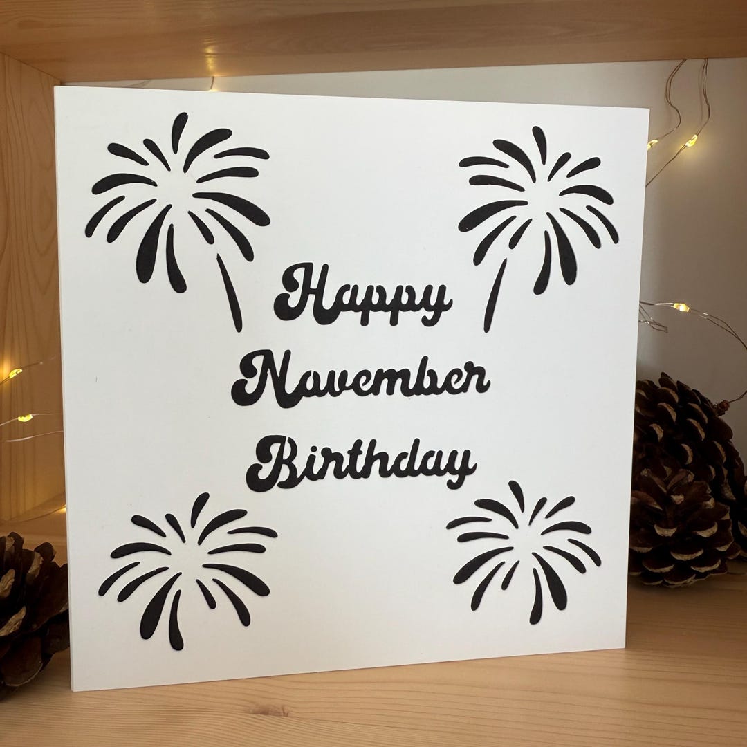 Handmade November Birthday Card: Cutaway Firework Design - Etsy