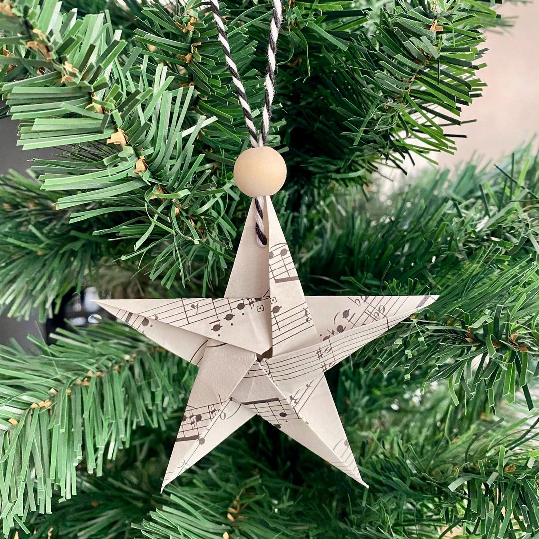 Origami Star Ornaments Beaded Christmas Stars Paper Star Decorations ...