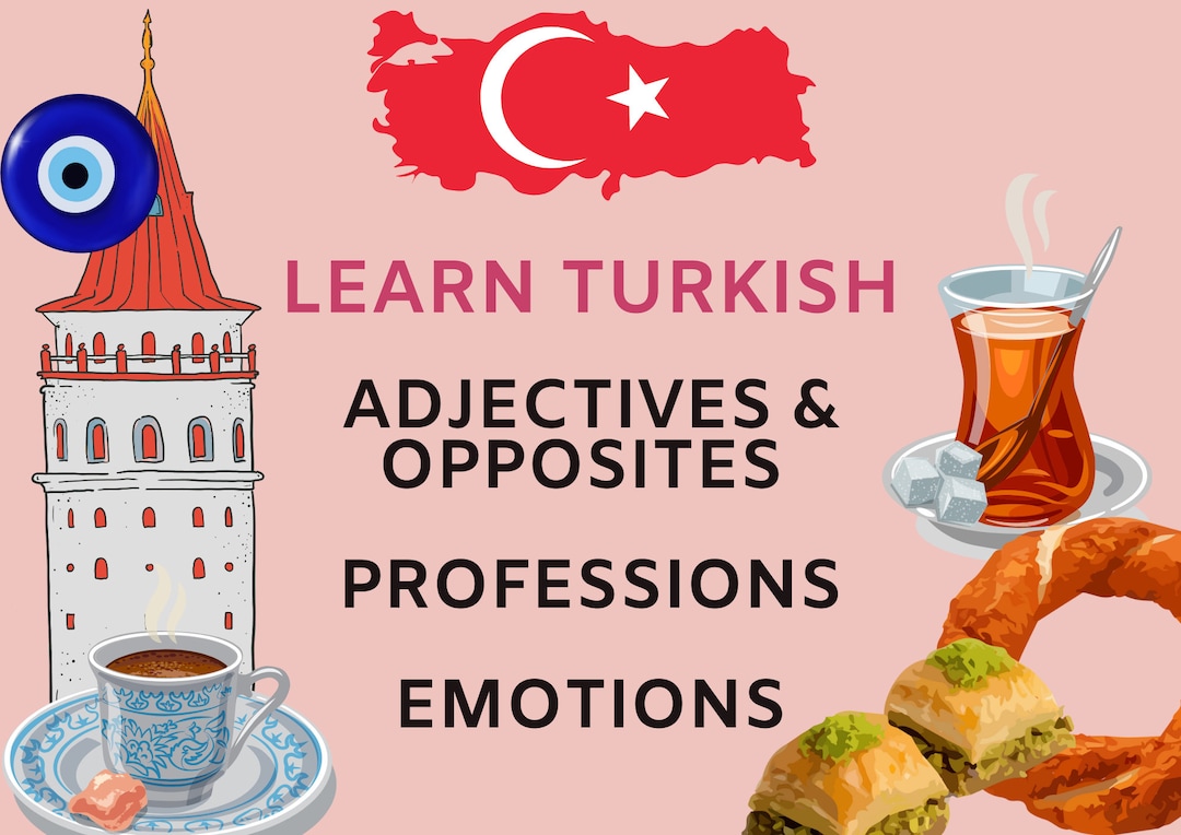 Learn Turkish Bundle Turkish Professions Turkish Adjectives & Opposites ...