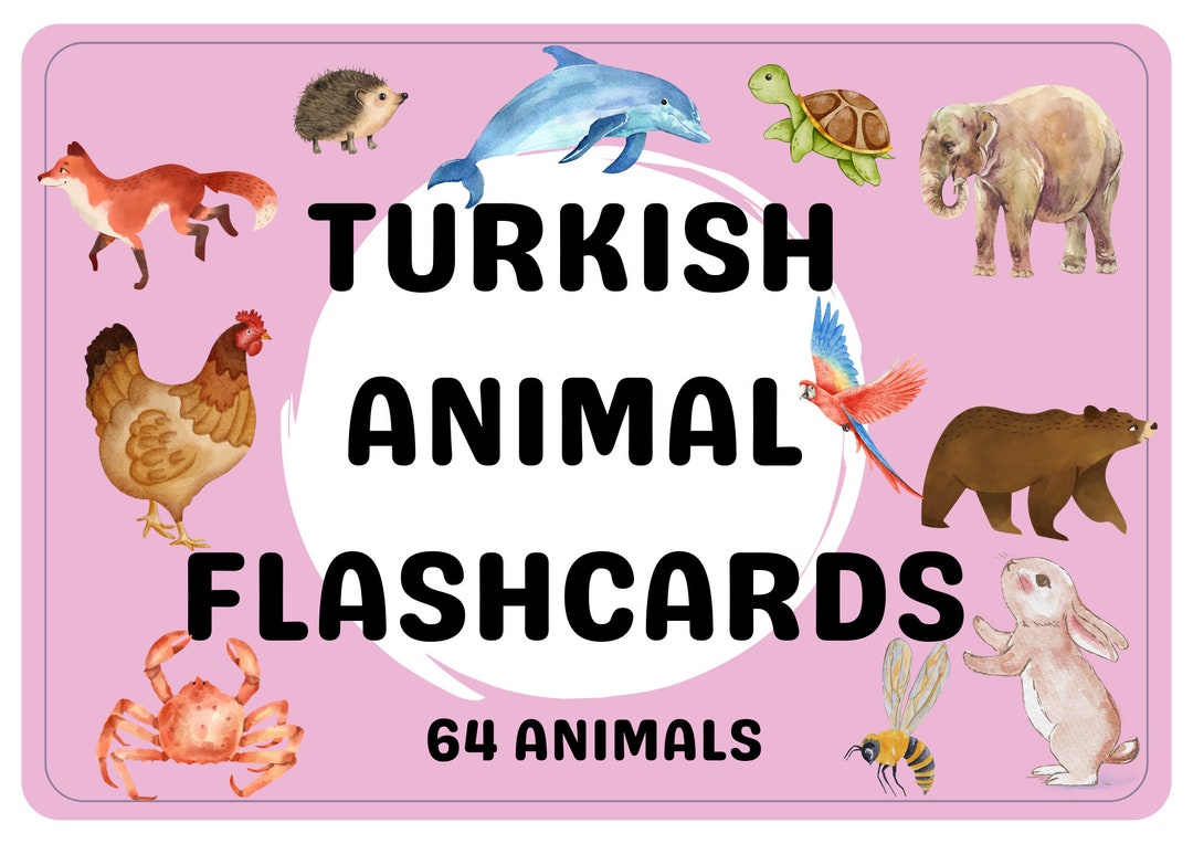 Turkish Animal Flashcards Learn Turkish With Flashcards 64 Animal ...