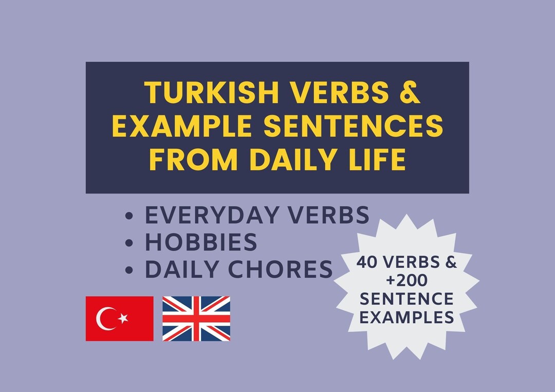 Learn Turkish Verbs With Ease: 40 Verbs & +200 Example Sentences - Etsy
