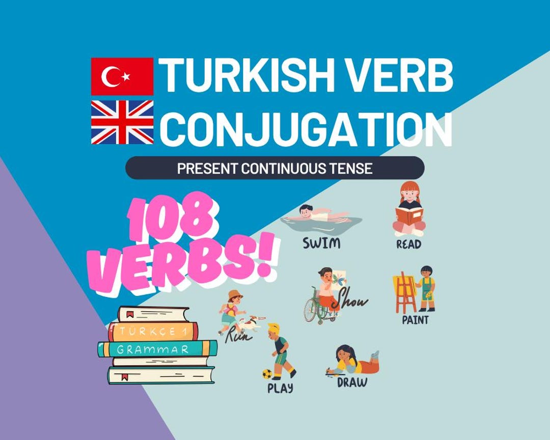 Turkish Verb Conjugation Guide | Present Continuous Tense (PDF) - Etsy