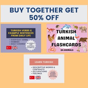 Learn Turkish Bundle | Turkish Professions | Turkish Adjectives ...