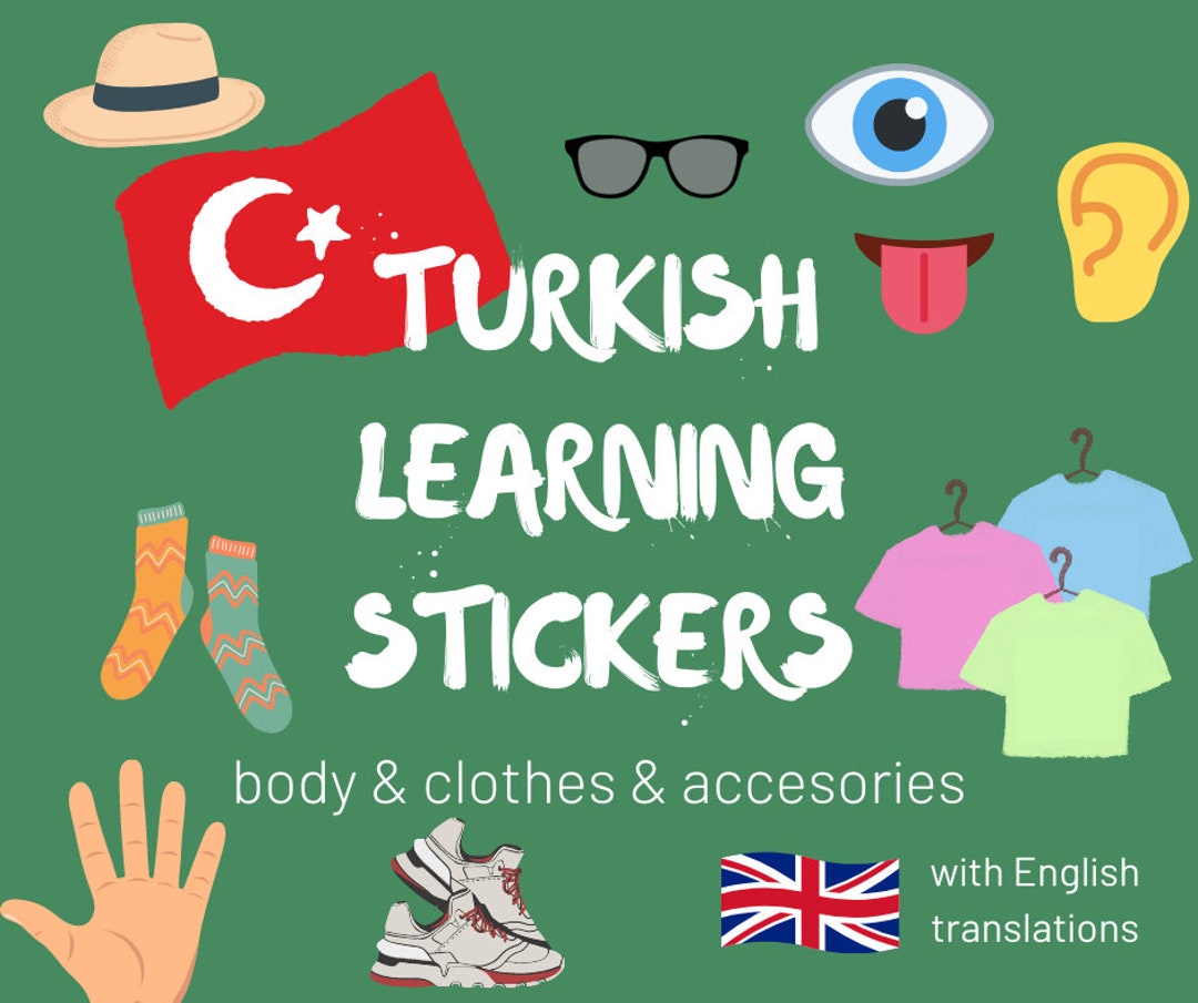 90 Turkish Vocabulary Stickers | Turkish Educational Stickers for Body ...
