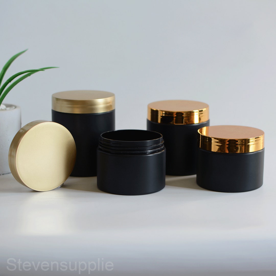 150g 200g 250g Frosted Black Jar Shiny/matte Gold Cap PET Body Butter ...