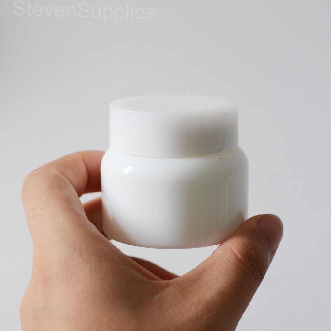 1-200pcs 50g White Glass Cream Bottle, Round Shape Glass Face Cream ...