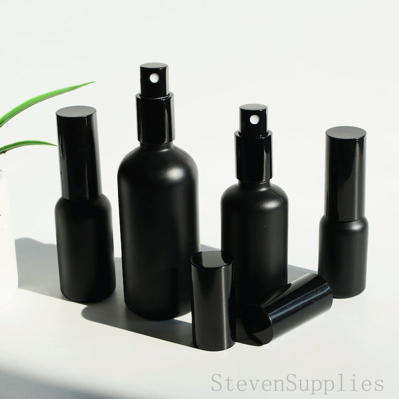 Matte Black Glass Bottles - Etsy