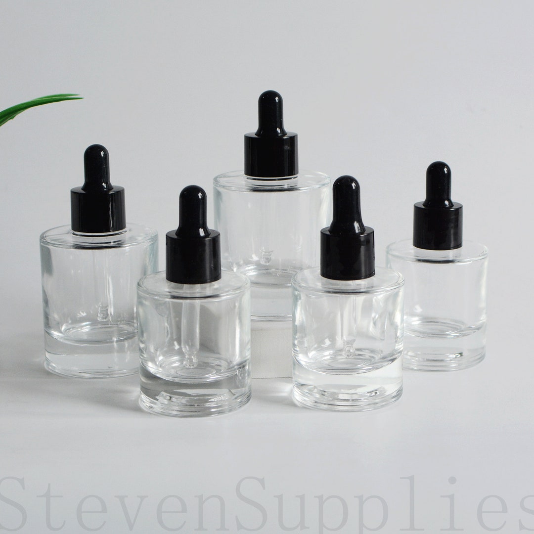 30ml 50ml Clear Glass Dropper Bottles Flat Shoulder Thick-soled Perfume ...