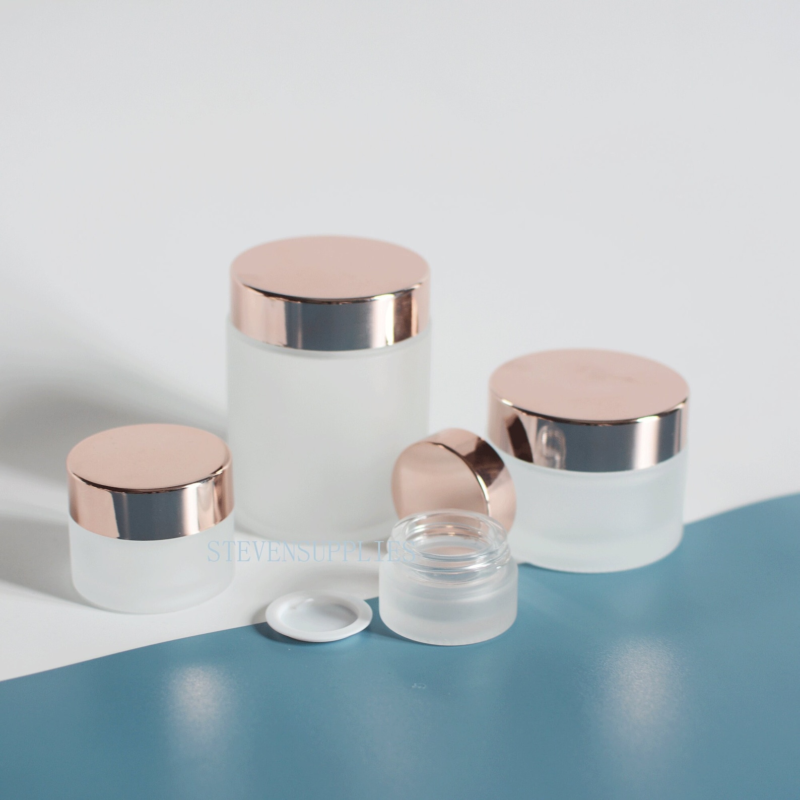 Frosted Glass Cosmetic Cream Container Jar Rose Gold Lids Etsy Uk