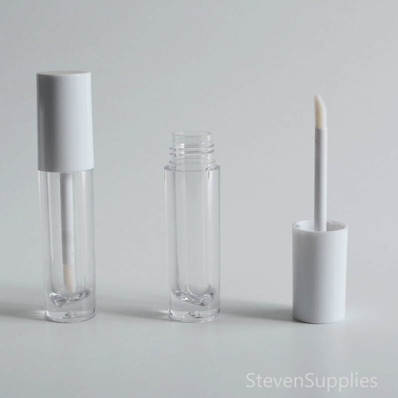 1-200pcs Empty Lip Gloss Tube Container White/pink Plastic Cap ...