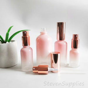 15~ 100ml Gradient Pink Glass Spray Bottle With Rose Gold Cap Perfume ...