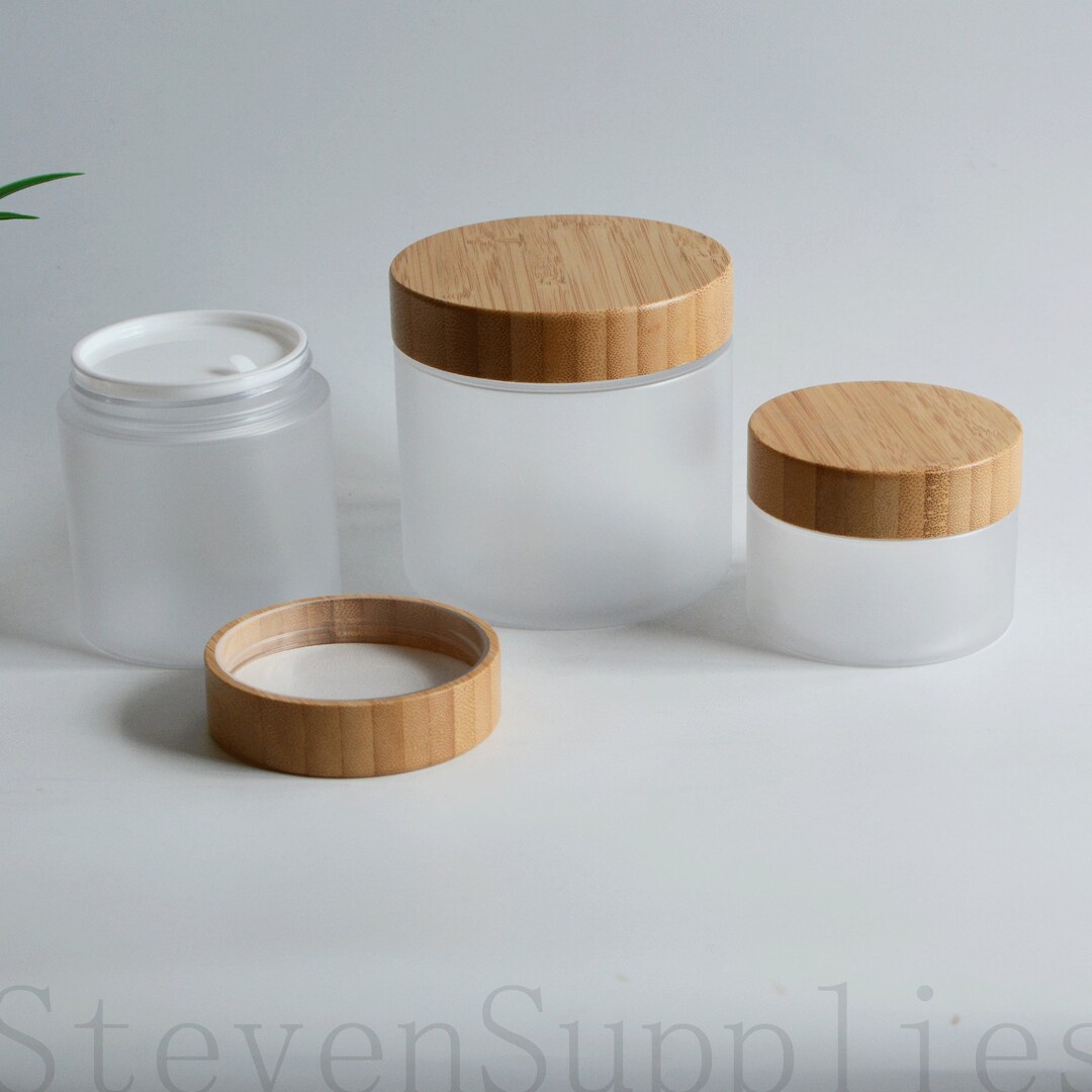 Frosted Plastic Containers With Bamboo Lids Body Butter Jars - Etsy