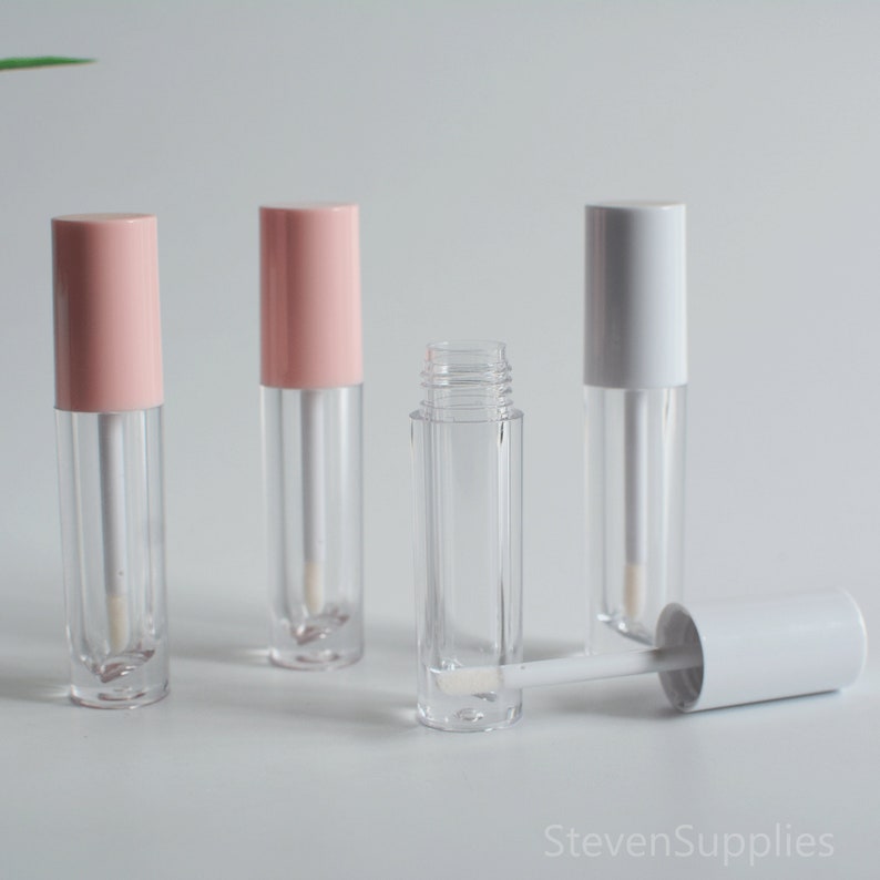 1-200pcs Empty Lip Gloss Tube Container White/pink Plastic Cap ...