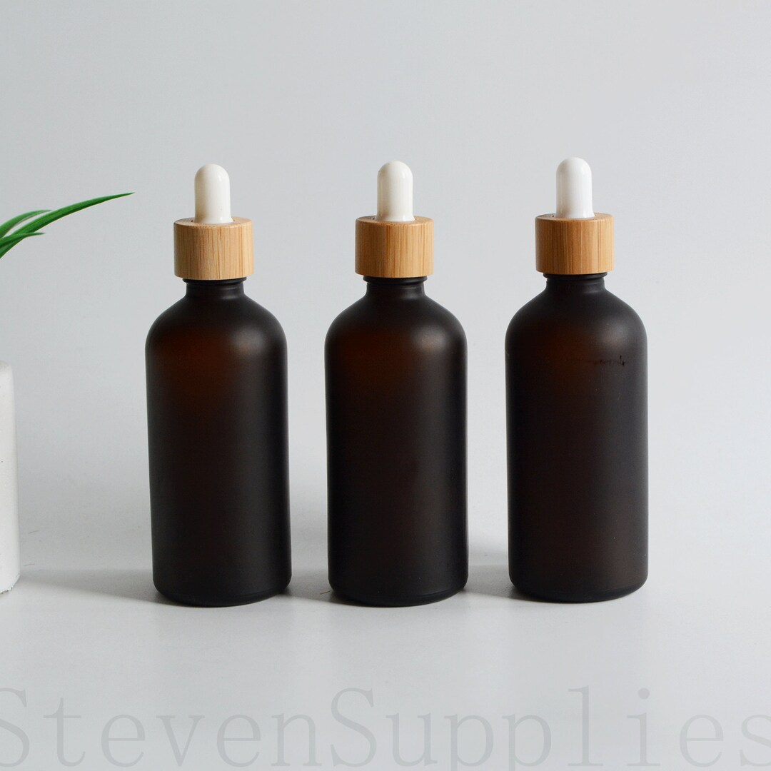 5~100ml Frosted Amber Glass Essential Oil Perfume Dropper Bottles With ...
