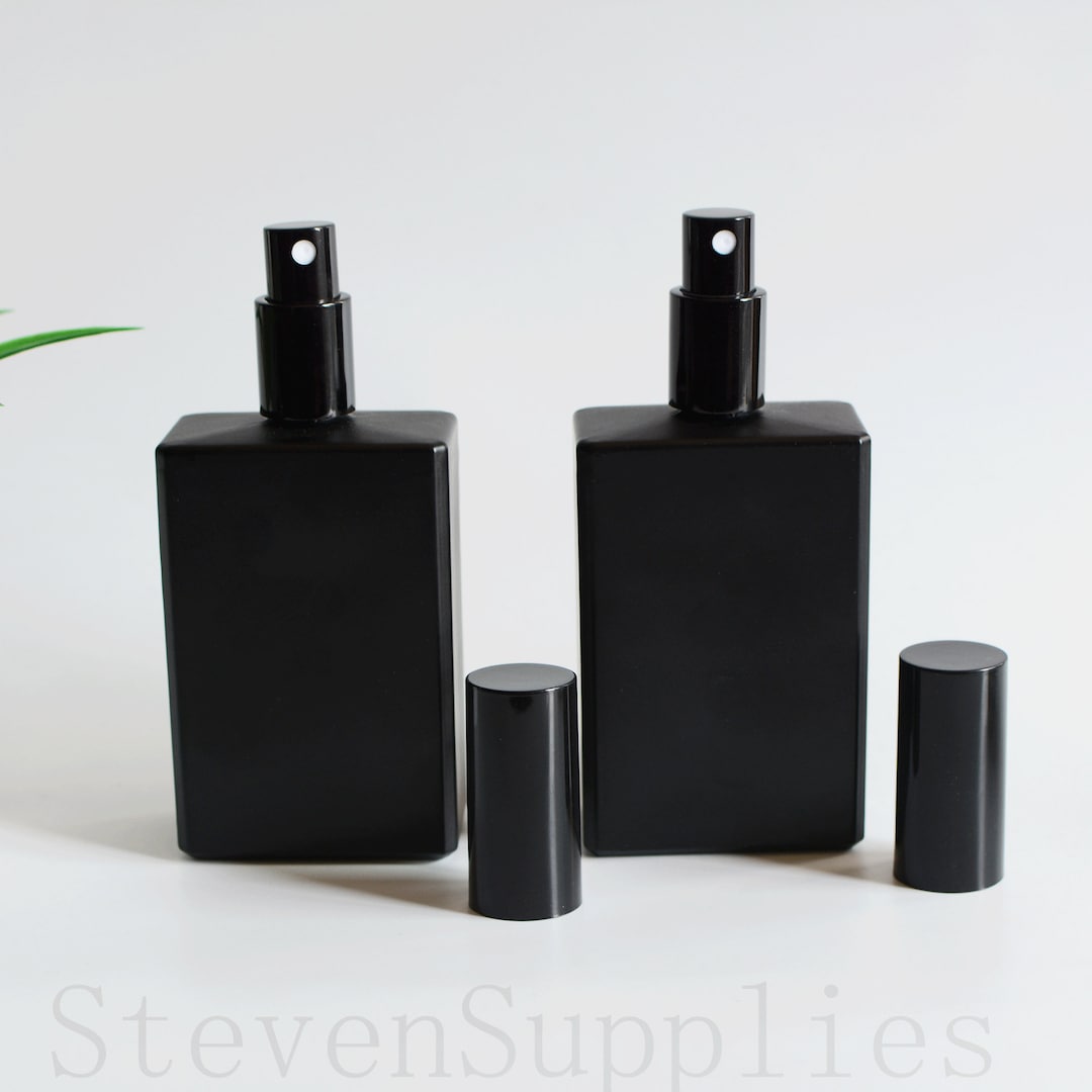 100ml Empty Refillable Square Matte Black Glass Spray Bottles With ...