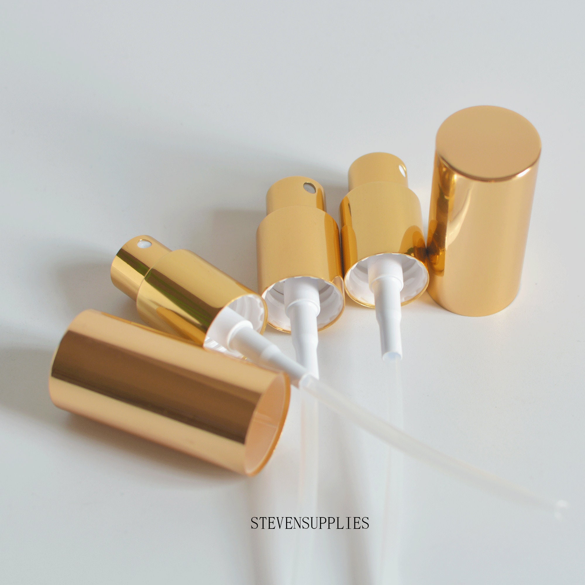 18/410 Dark Gold/ Light Gold Spray Pump Tops With Covers - Etsy
