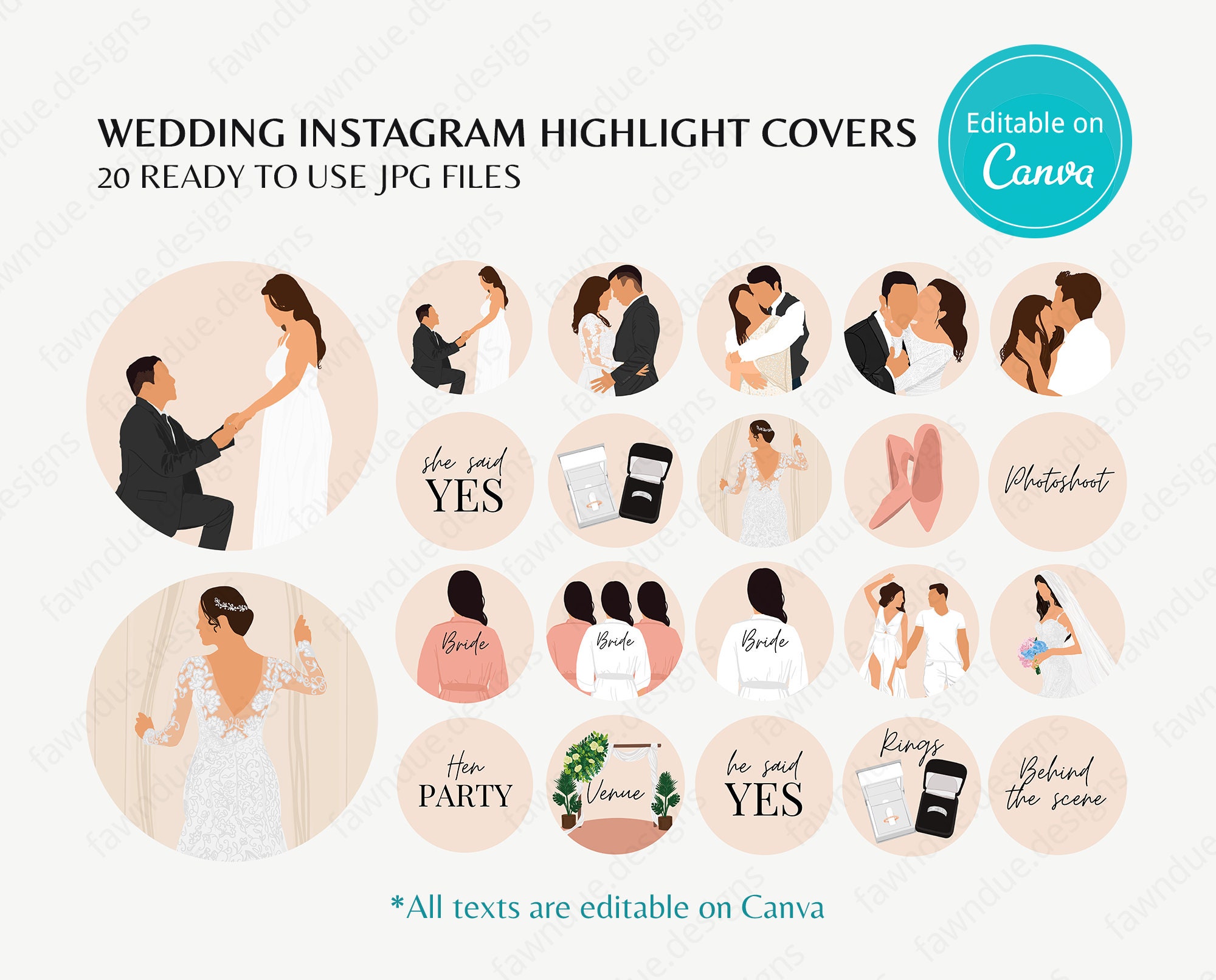 20 Wedding Instagram Highlights Cover Minimalist Instagram - Etsy