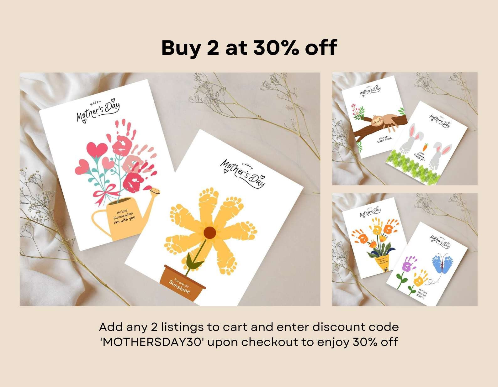 Mother’s Day Greeting Card, DIY Handprint Flower, Gifts for Mom, Gifts ...