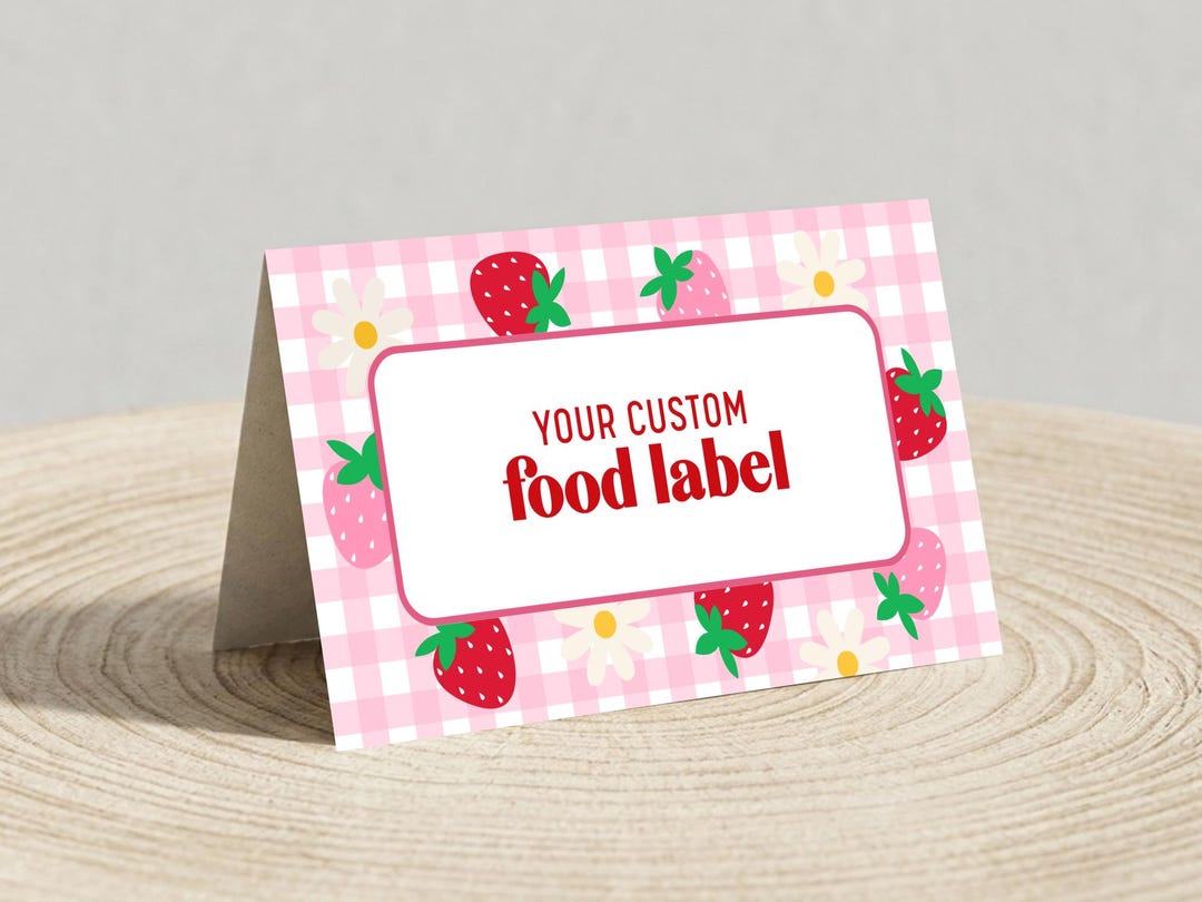 Berry First Birthday Food Labels, Editable Party Tent Cards (digital ...