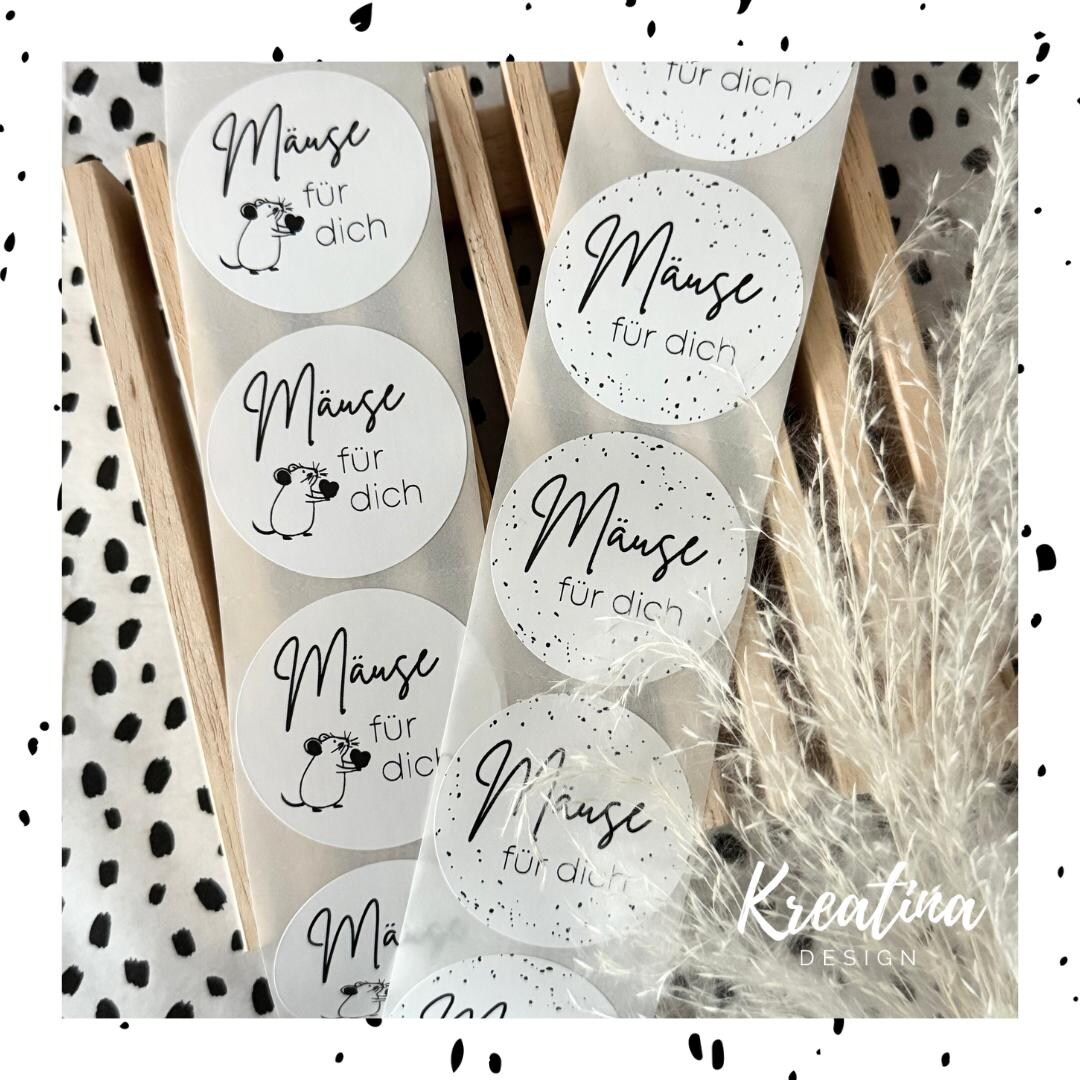 Sticker Round "mice for You" 5 Cm / Labels / Stickers / Gift Stickers ...