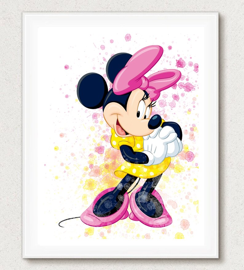 Minnie Mouse Print Set of 2 Minnie Mouse Art Watercolor | Etsy