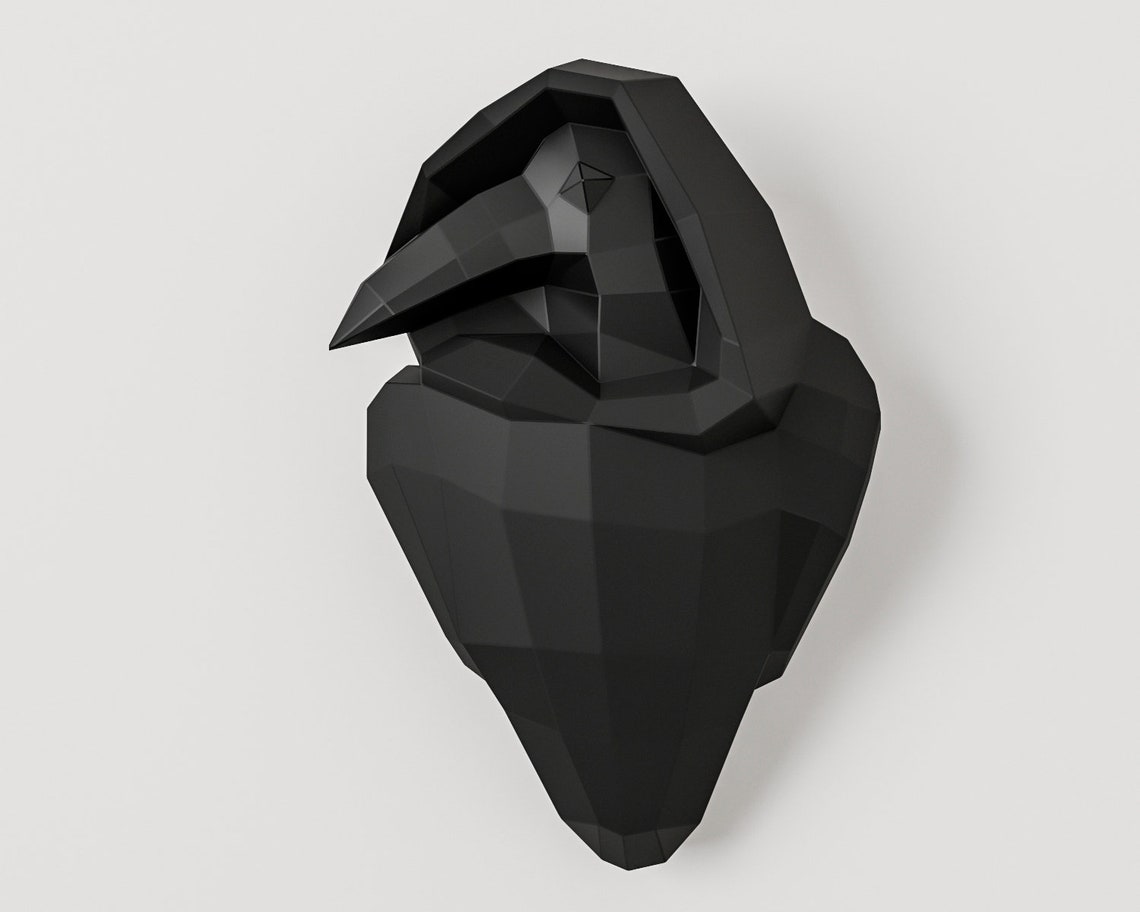 Papercraft raven in a coat 3d papercraft model low poly pdf | Etsy