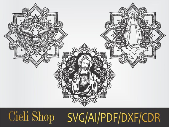 Religious mandala mandala Catholic vector fileslaser cut | Etsy