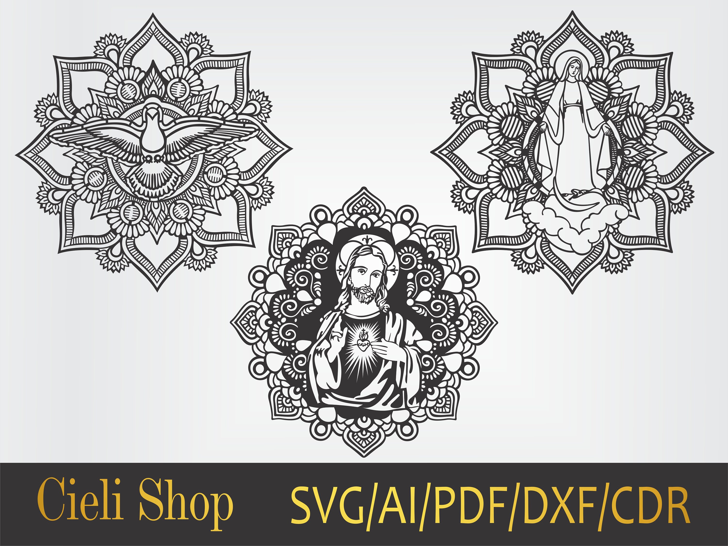 Religious mandala mandala Catholic vector fileslaser cut | Etsy