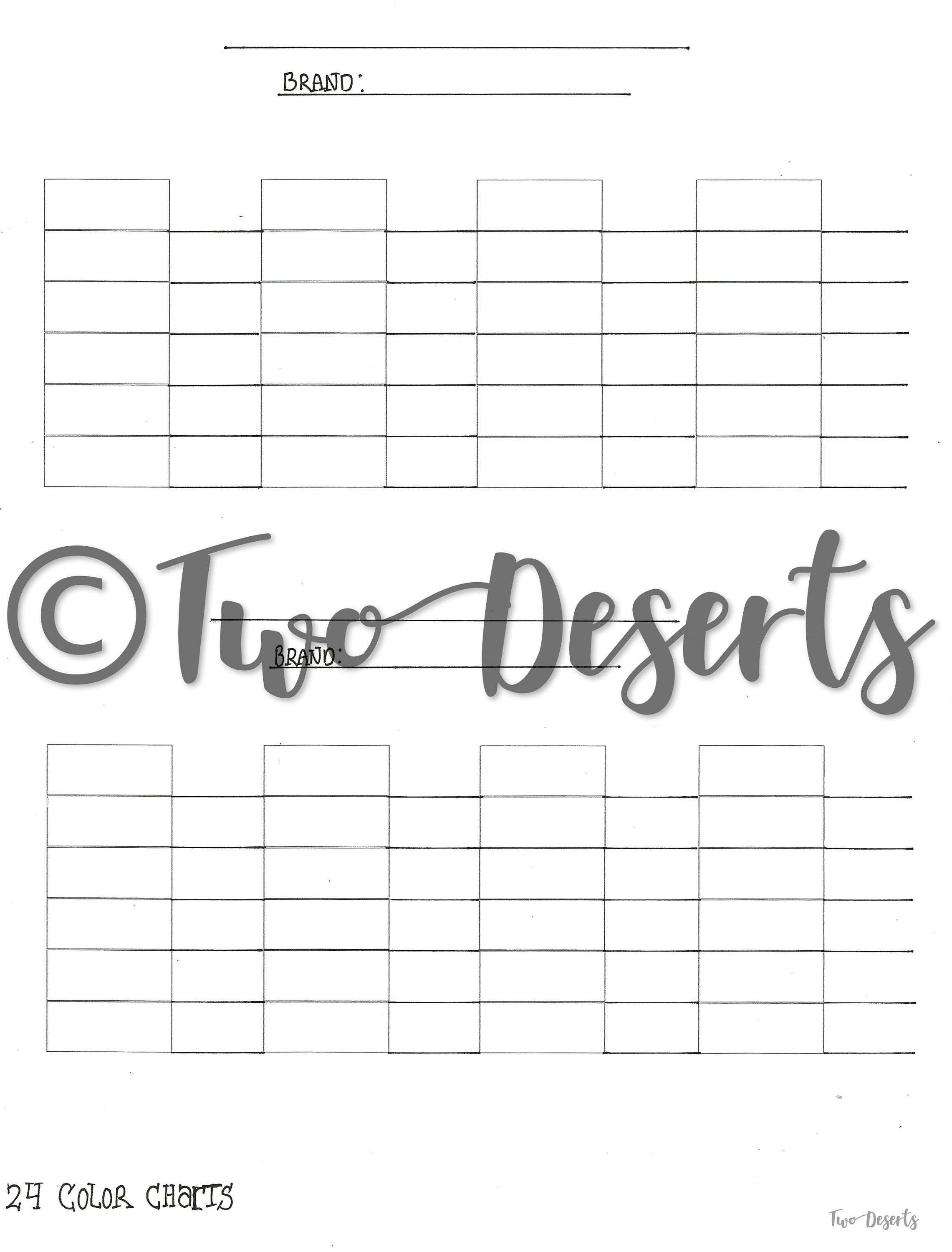 7 BLANK Pdfs Color Swatch Charts Digital Download Art | Etsy Canada