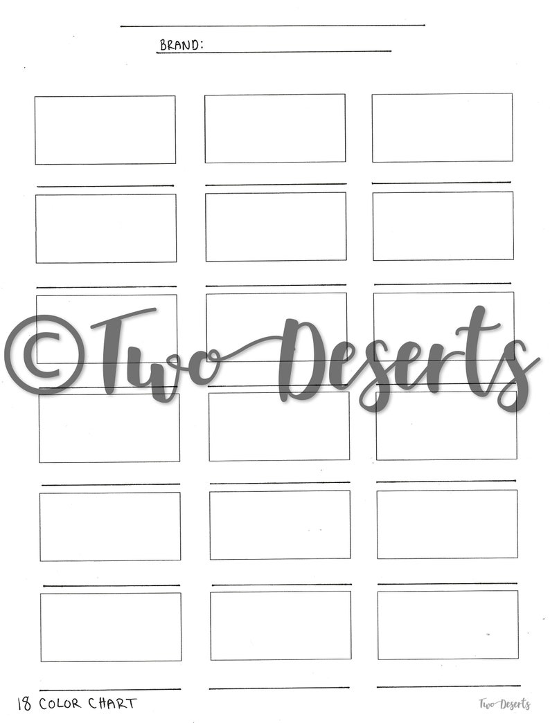 7 BLANK Pdfs Color Swatch Charts Digital Download Art | Etsy Canada