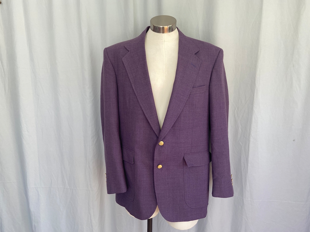 Mens Purple Blazer, Purple Sport Coat With Gold Buttons, Size 44R ...