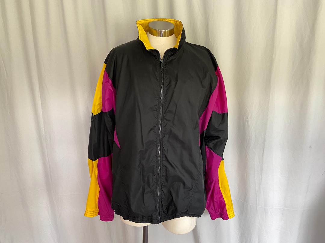 Black 1980s Windbreaker, XL, Large 1990s Windbreaker, Black XL ...