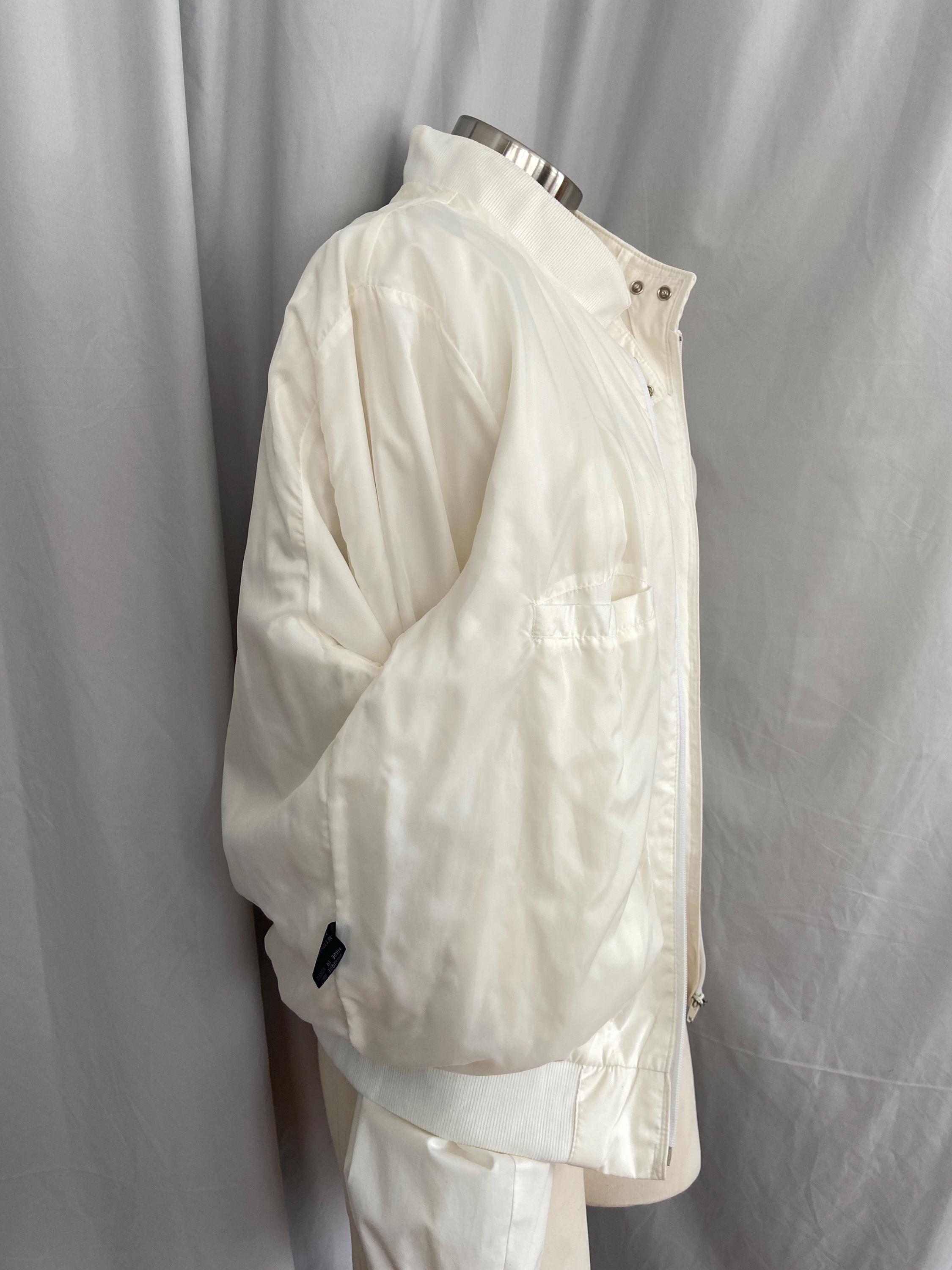 White 1980s Member's Only Jacket, 1980s Lightweight Jacket With Snaps ...