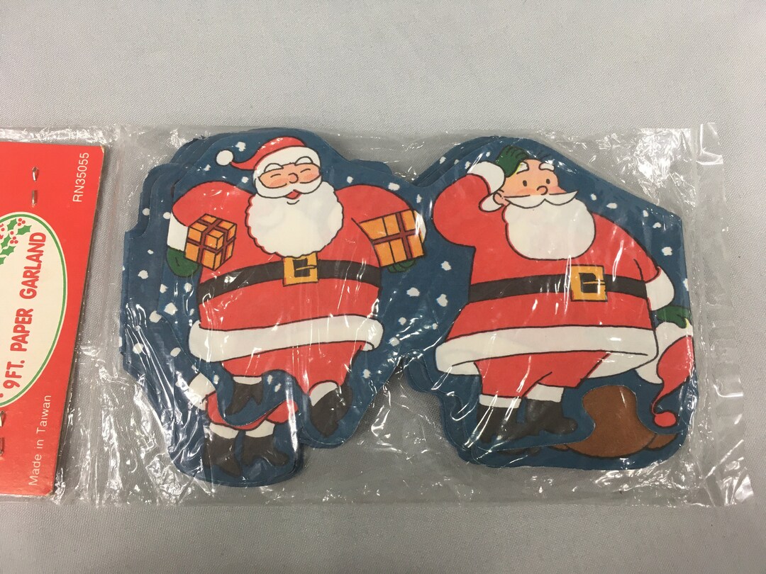 Vintage Paper Santa Garland by Santa's Workbench, New in Packaging ...