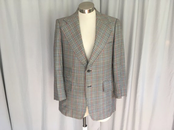 Black white and red plaid mens sport coat with wide l… - Gem